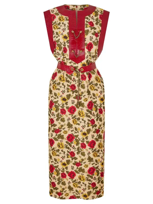 Gucci Vintage Floralprint Sleeveless Midi Dress - No