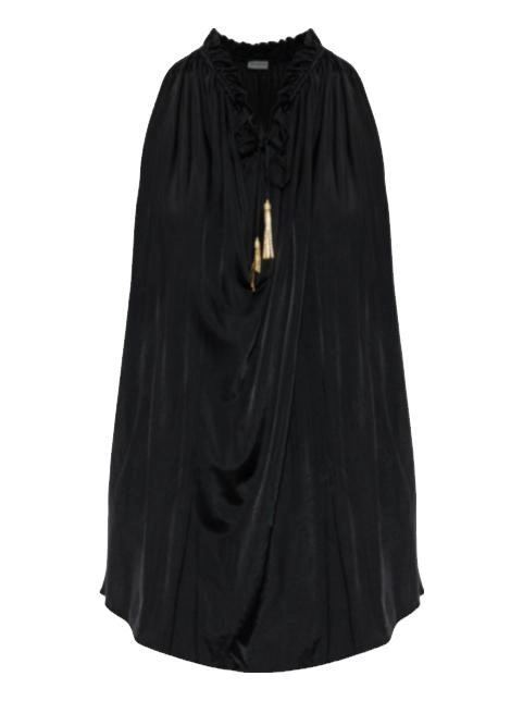 Balmain Flowy Pleated Knit Top - Black
