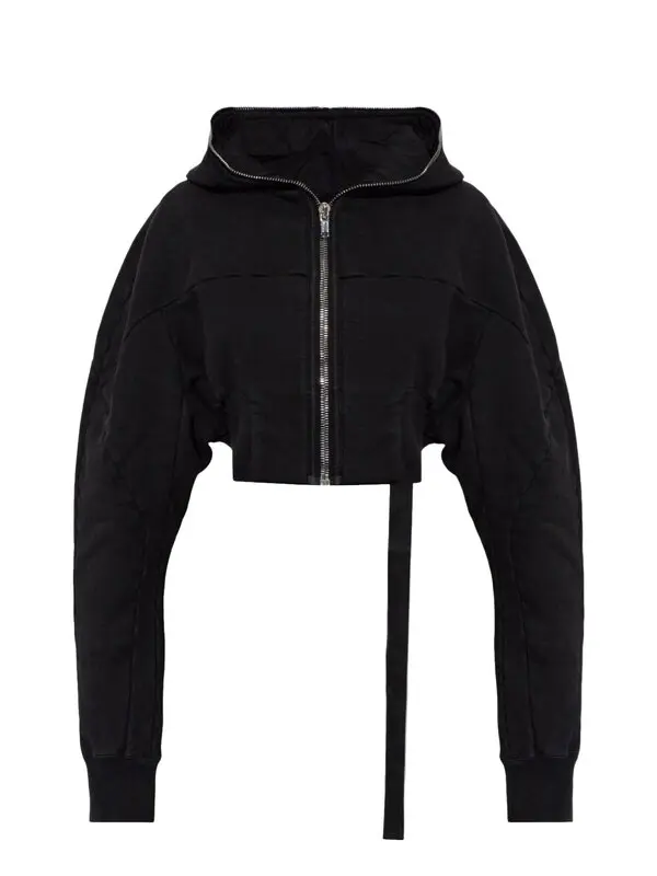 Rick Owens Cropped Zip-up Hoodie - Black