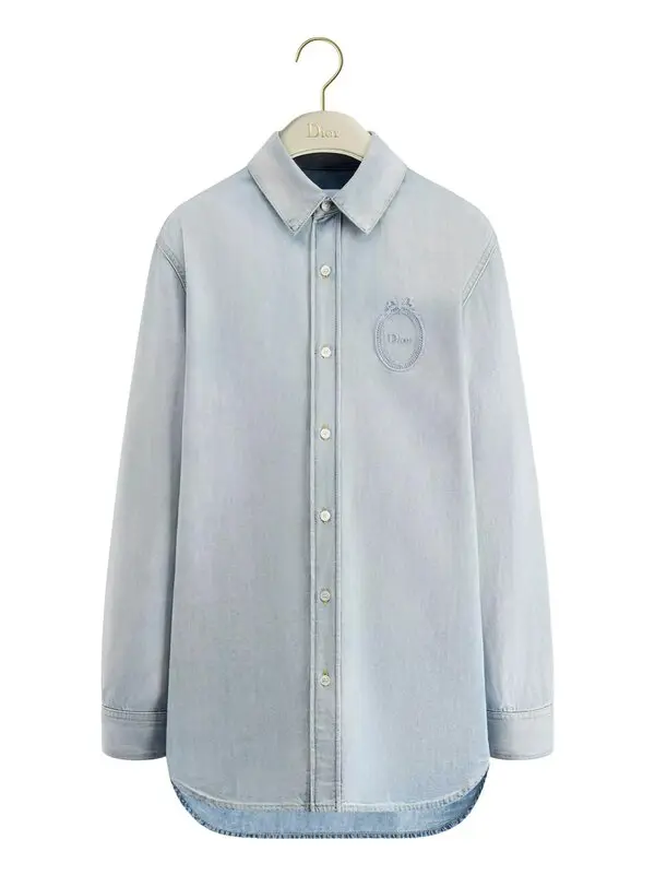 Dior Médaillon Embroidered Blouse - Light Blue