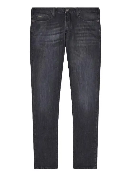 Emporio Armani Logo-plaque Faded Jeans - Grey