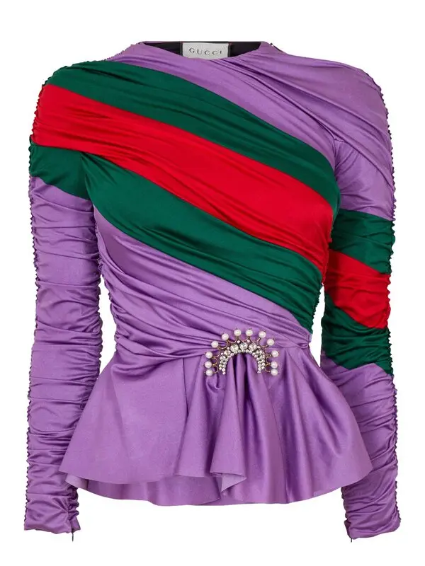 Gucci Colourblock Twisted Draped Peplum Top - No