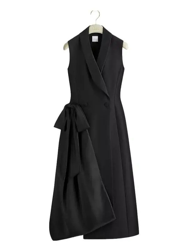 Dior Mid-length Flared Dress With Bow - Black