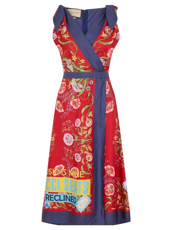 Gucci Floralletter Print Wrap Midi Dress - No