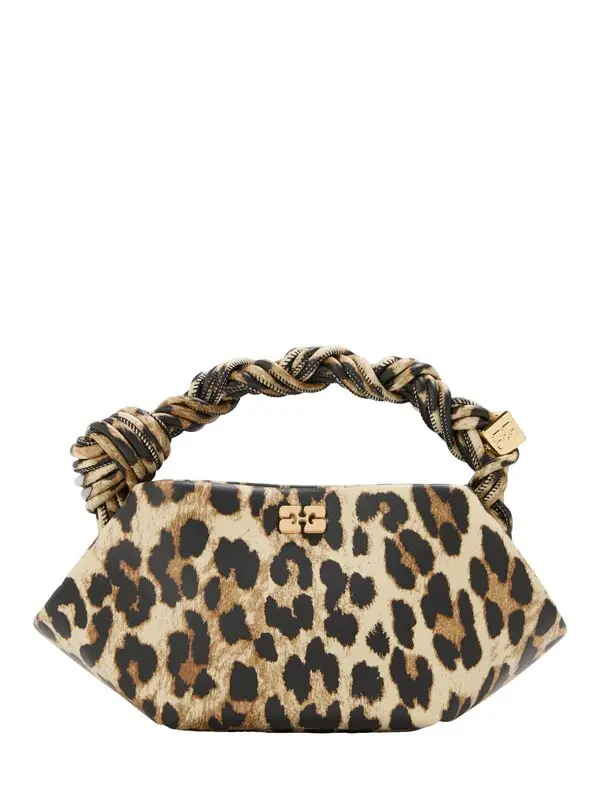 GANNI Leopard Print Handbag - Black