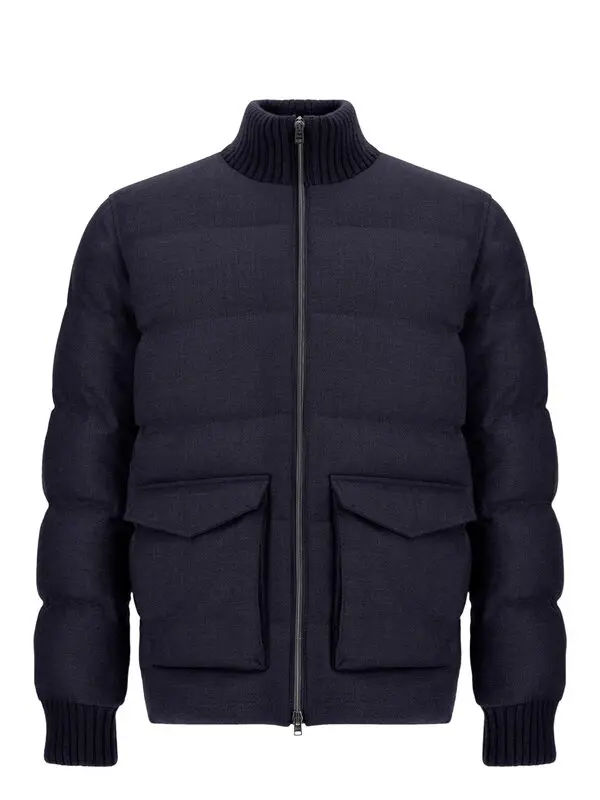 Herno Long-sleeved Down Jacket - Navy Blue