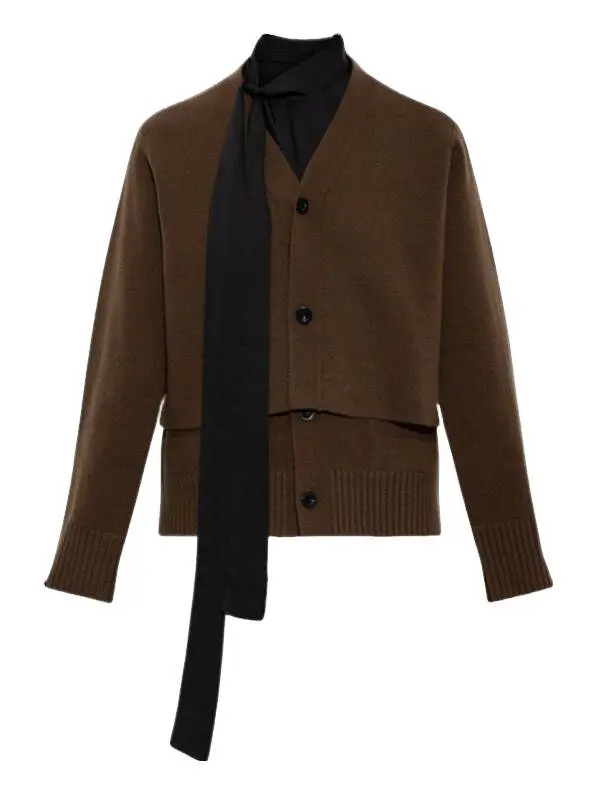 Sacai Faketwopiece Knit Cardigan - Brown