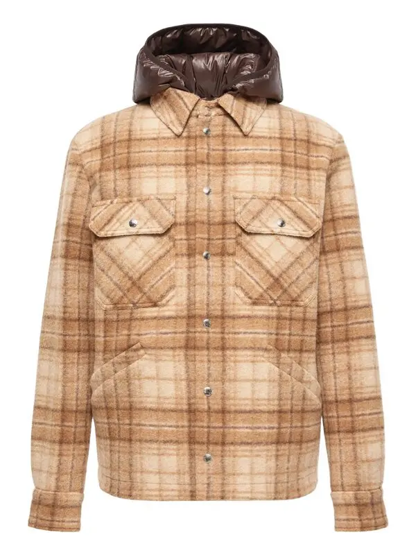 Moncler Nyvalin 3-in-1 Hooded Flannel Down Jacket - Beige