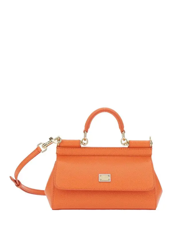Dolce & Gabbana Sicily' Handbag With Adjustable And Removable Shoulder Strap And Logo Plate On The Front In Leather For - Orange