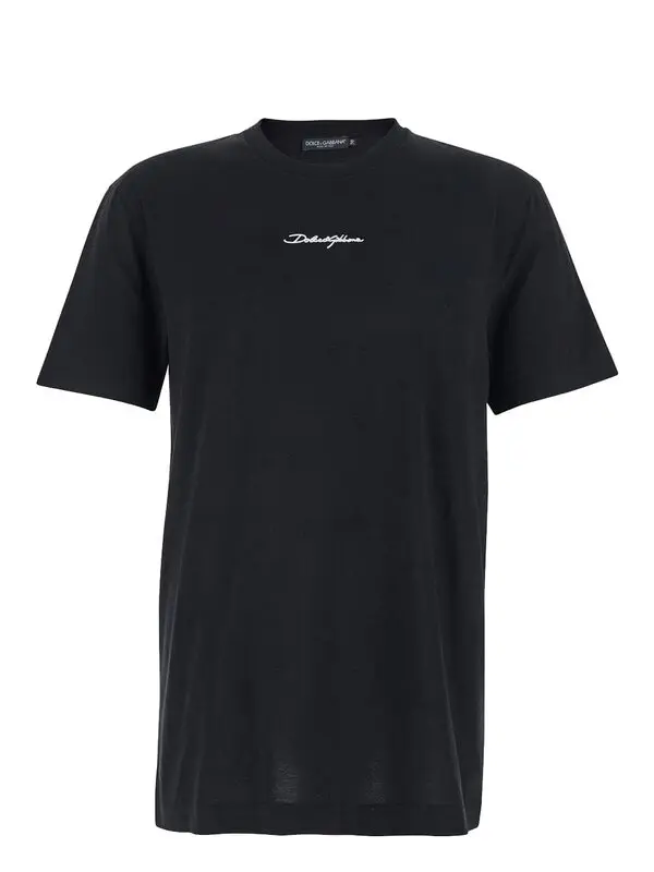Dolce & Gabbana T-shirt 'g8rn8zg7p0cn0000' With Logo On The Front In Cotton For - Black