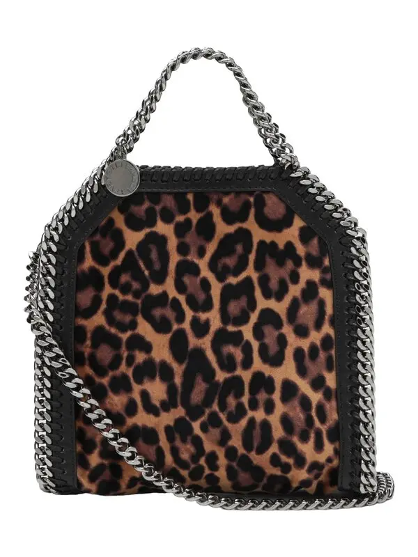 Stella McCartney Falabella Leopard-print Velvet Micro Tote Bag - Brown
