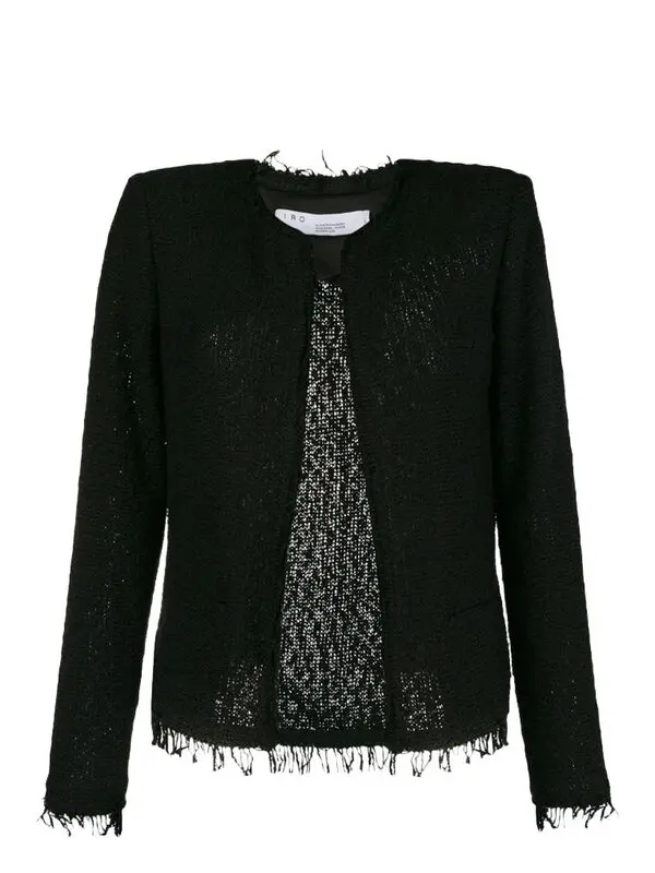 IRO PARIS Shavani Crewneck Fringed Jacket - Black