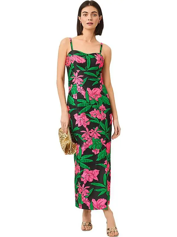Lilly Pulitzer® Alima Jacquard Maxi Dress In Fitted With Adjustable Straps - Noir