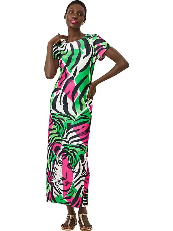 Lilly Pulitzer® Sevie Maxi Dress In Straight Fit, Short Sleeves - Onyx