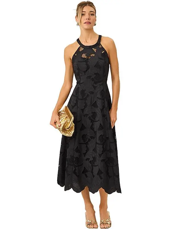 Lilly Pulitzer® Denise Lace Halter Midi Dress In Fit-and-flare - Noir