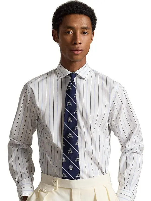 Ralph Lauren Custom Fit Striped Poplin Shirt - White Blue