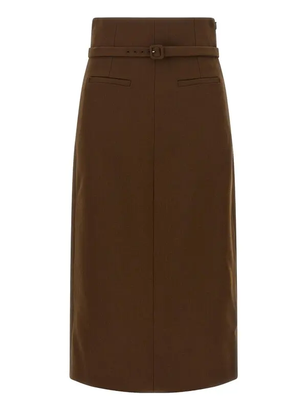 AMI Paris Sheath Skirt - Brown