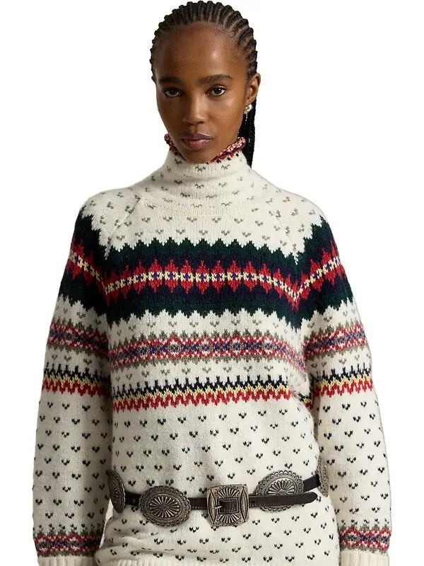 Ralph Lauren Fair Isle Wool-blend Turtleneck Sweater - Cream Multi