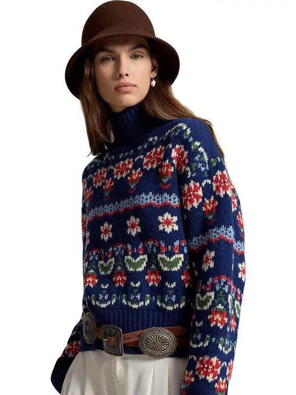 Ralph Lauren Floral Wool-blend Sweater - Blue Multi