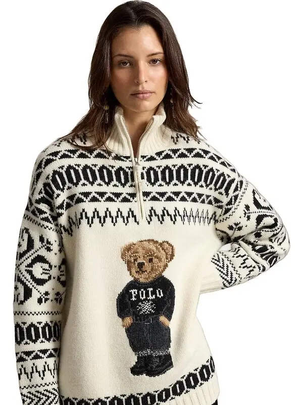 Ralph Lauren Ski Polo Bear Wool-cashmere Quarter-zip - Authentic Cream