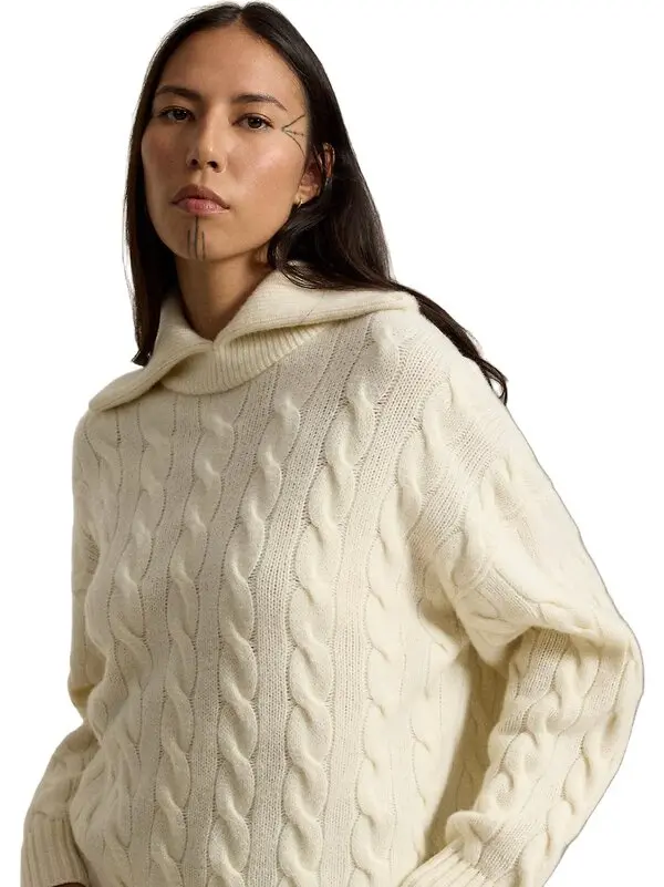 Ralph Lauren Wide-collar Cable Wool-cashmere Sweater - Authentic Cream