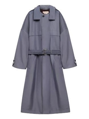 Marni High Collar Belted Trench Coat - Dark Ash