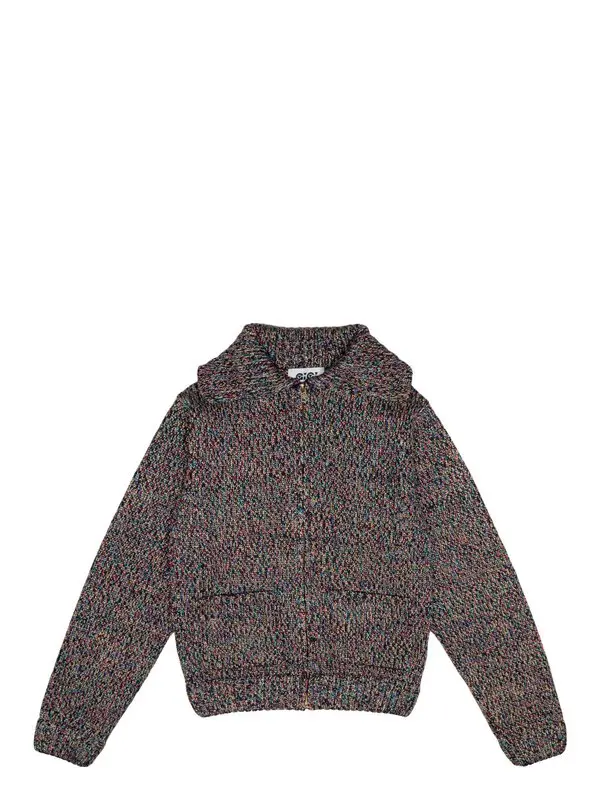 GIGI KNITWEAR Goldie Zip Cardigan In Multi Lurex - Black