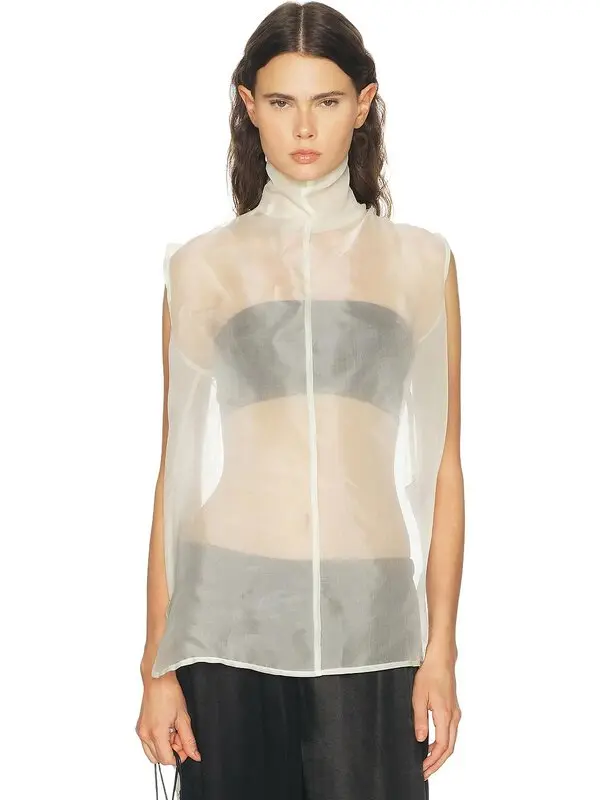 AEXAE X Revolve Silk Organza Roll Neck Top - Ivory