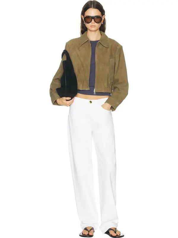 AGOLDE Nahla Cropped Suede Jacket - Canopy