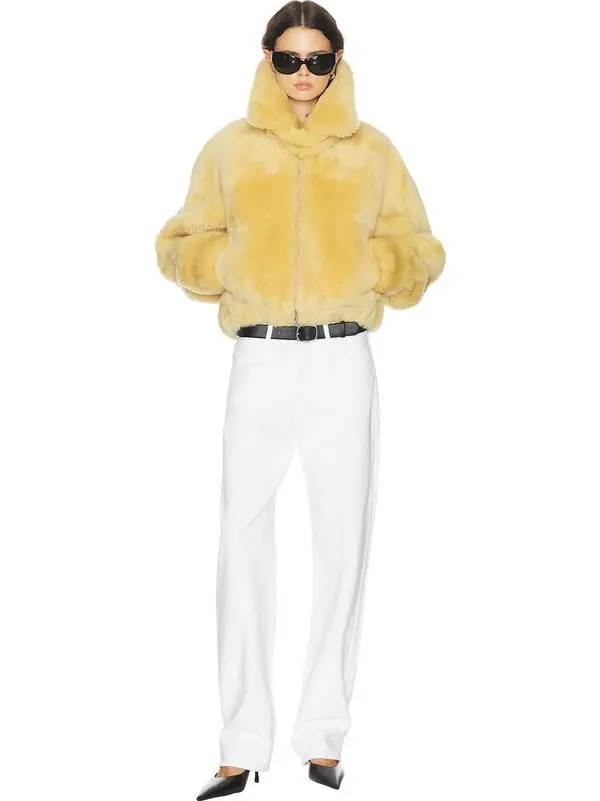 Helmut Lang Shearling Bomber Jacket - Cornsilk