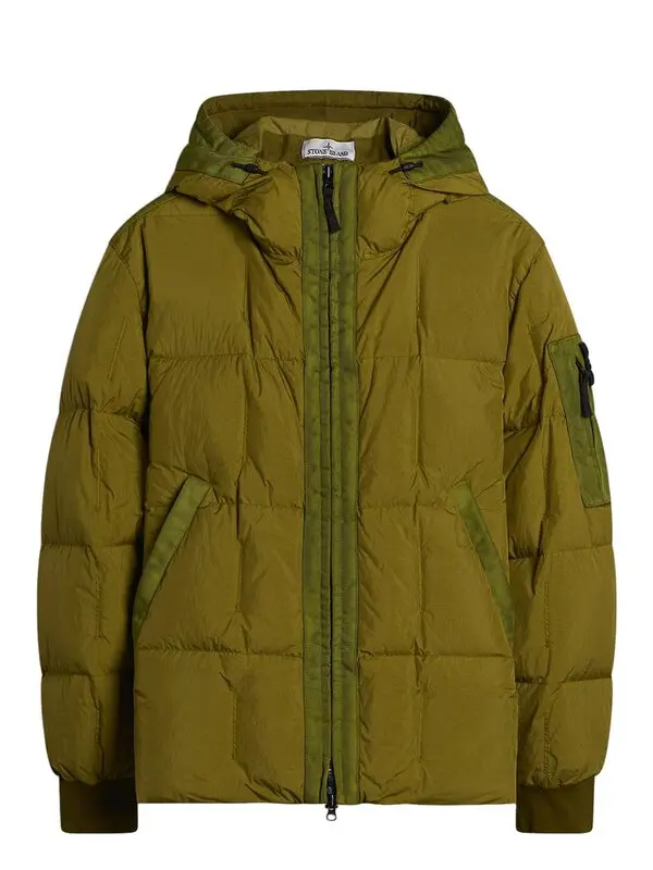 Stone Island Garment Dyed Crinkle Reps Ny Hooded Down Jacket - Cactus