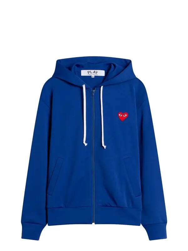 Play Comme Des Garcon Red Heart Zip Hoodie - Navy