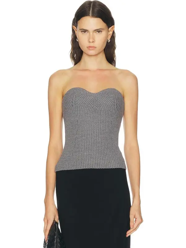 JIL SANDER Strapless Knit Top In Charcoal - Basalt