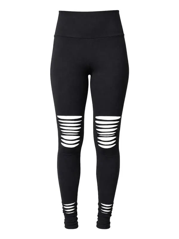 YOGI8APPAREL High Waist Ripped Leggings - Black