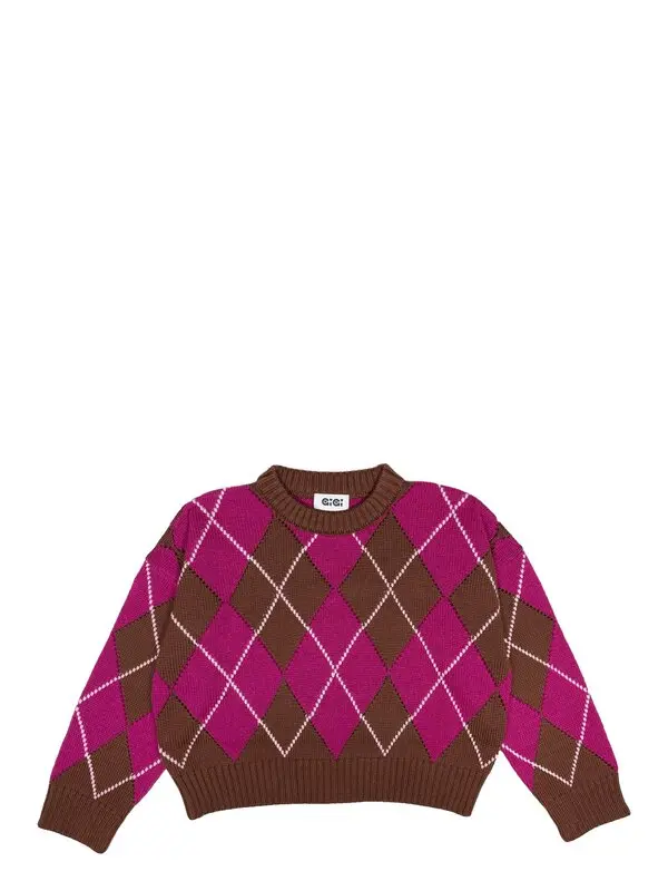 GIGI KNITWEAR Annie Argyle Sweater In Magenta - Brown