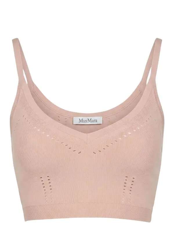 Max Mara Sleeveless V-neck Cropped Knit Top - Nude