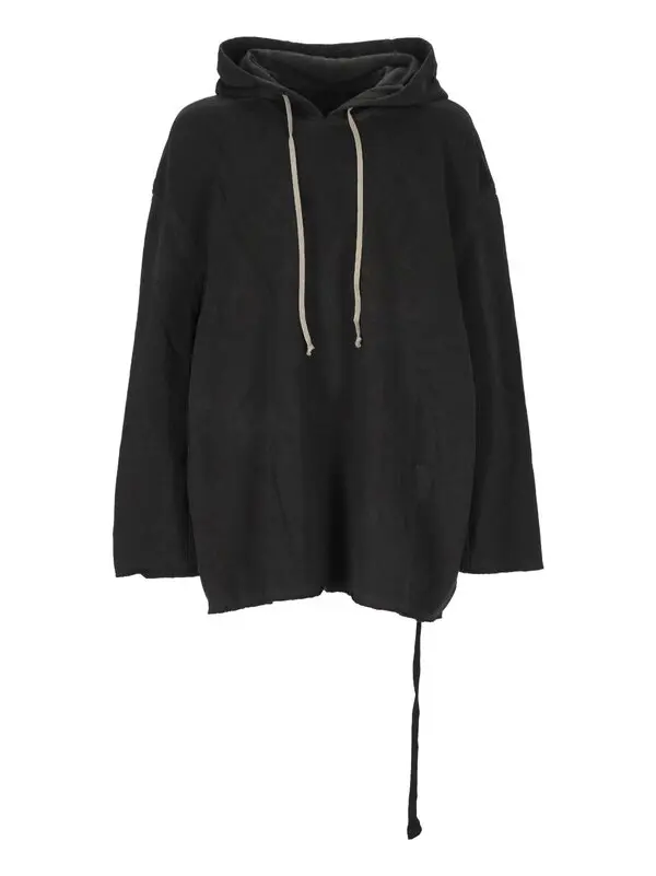 Rick Owens Drawstring Raw-cut Hoodie - Faded Black