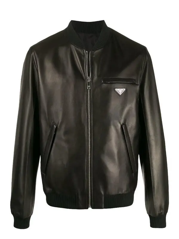 Prada Long-sleeved Leather Jacket - Black