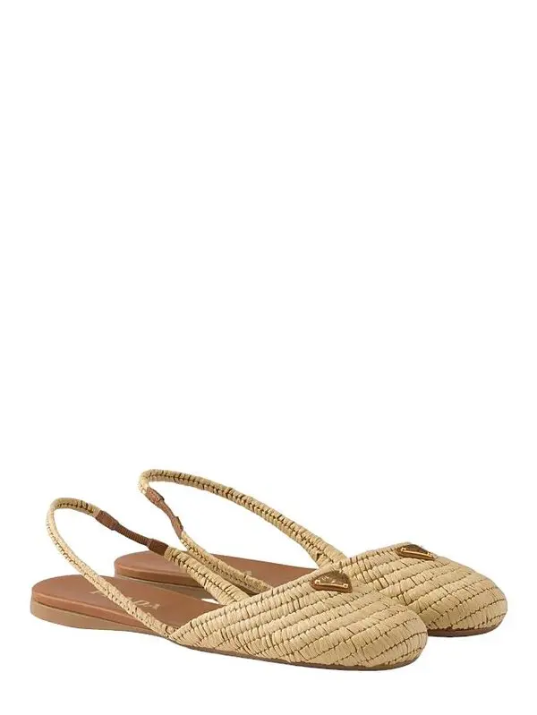 Prada Crochet Slingback Flats - Neutral