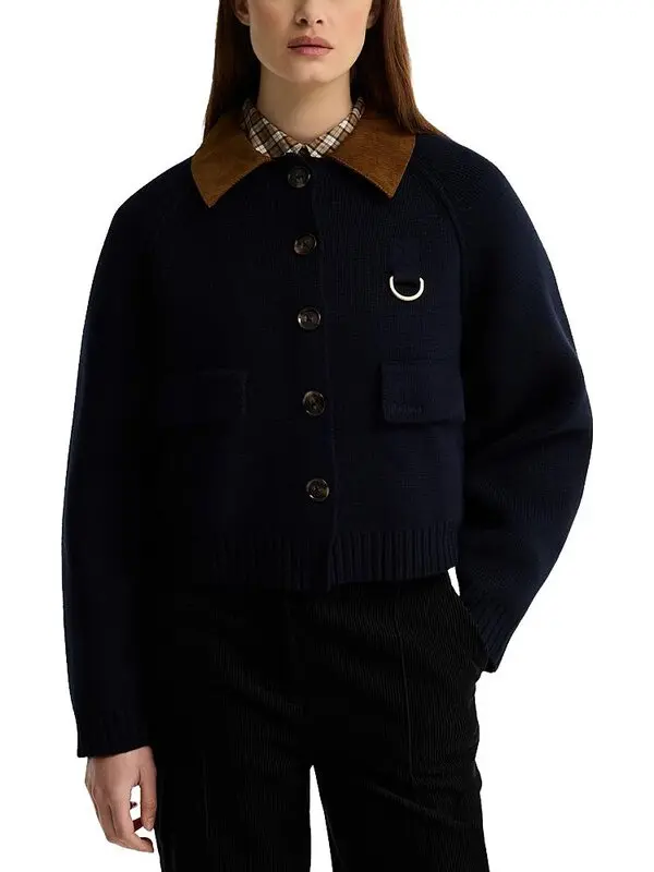 Barbour Alverstone Knitted Cardigan Jacket - Navy