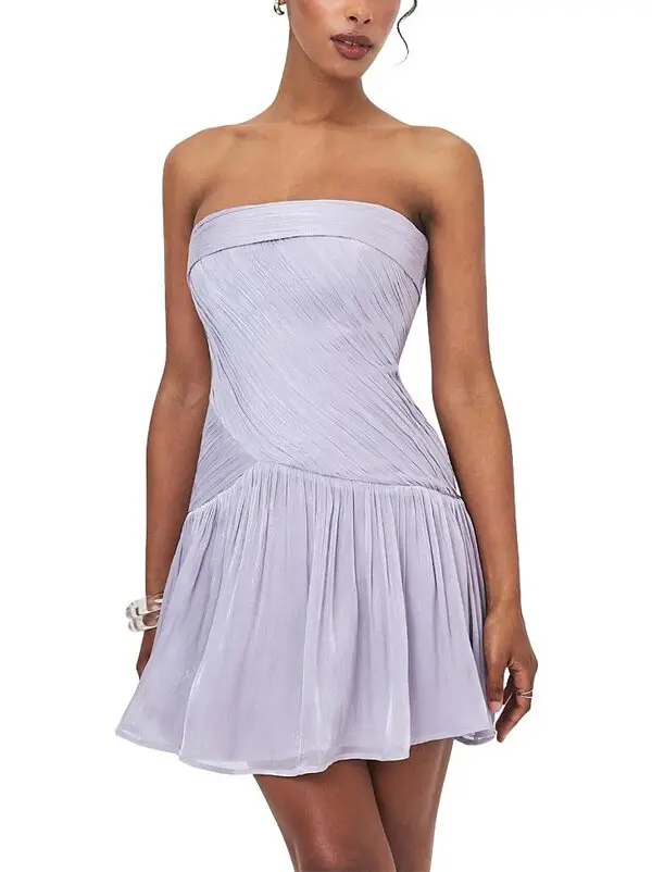 MISS CIRCLE NEW YORK Yalena Crystal Organza Strapless Mini Dress - Lavender