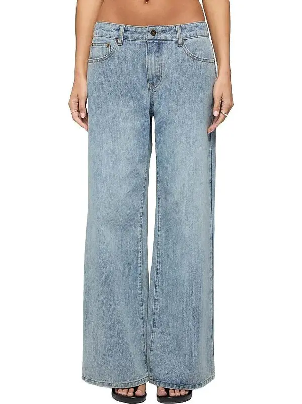 EDIKTED Darynne Low Rise Baggy Jeans - Light-blue-washed