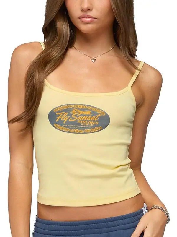 EDIKTED Hawaii Airlines Tank Top - Yellow
