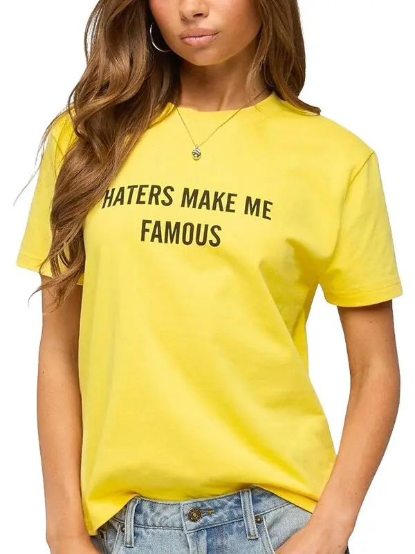 EDIKTED Haters Make Me Famous T Shirt - Yellow