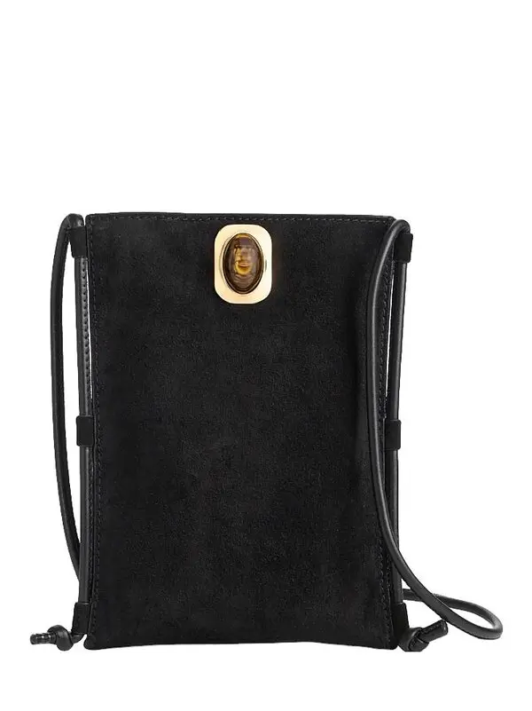Veronica Beard Stone Embellished Suede Crossbody Bag - Black