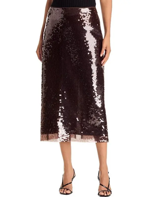Tanya Taylor Kiah Sequined Skirt - Dark Fig