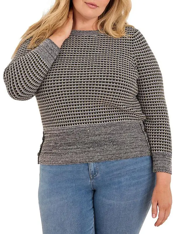 NIC+ZOE Marled Tuck Sweater - Blue Multi