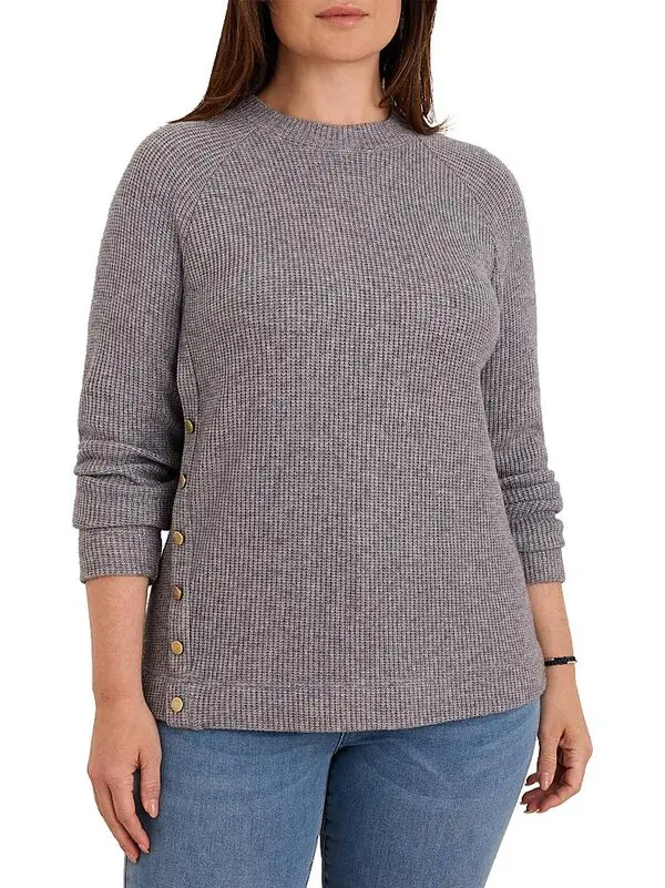 NIC+ZOE Side Button Waffle Knit Top - Slate