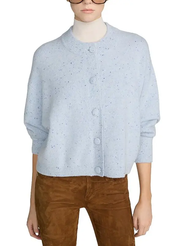 FRAME The Lightweight Fleck Cashmere Cardigan - Light Blue