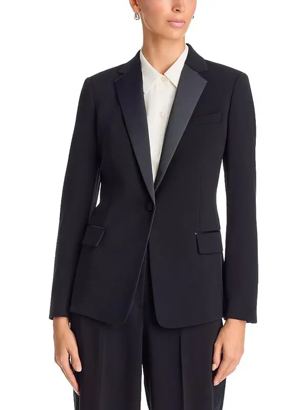 Theory Slim Fit Tuxedo Jacket In Admiral Crepe - Black